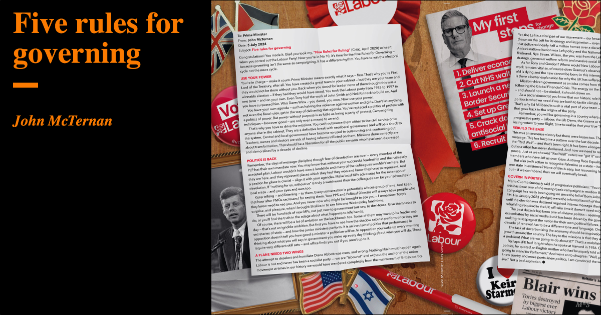 Five rules for governing | John McTernan | The Critic Magazine